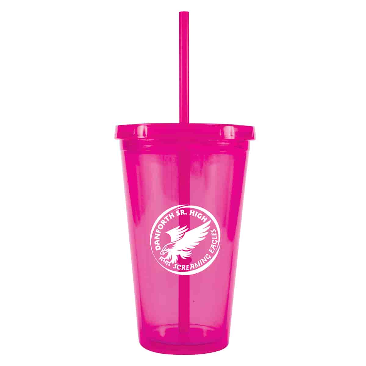 16 Oz Thirst Buster Travel Cups with Lids and Straws | Crestline