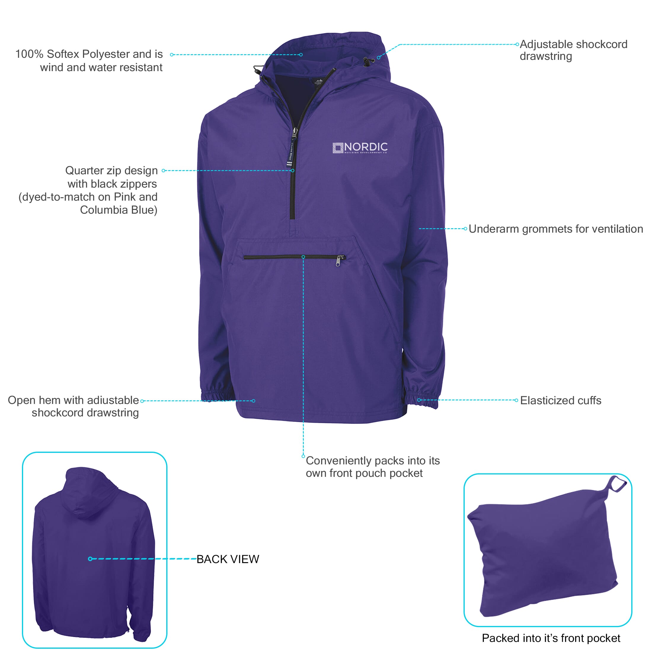 Charles River Unisex Pack-N-Go® Pullover | Crestline
