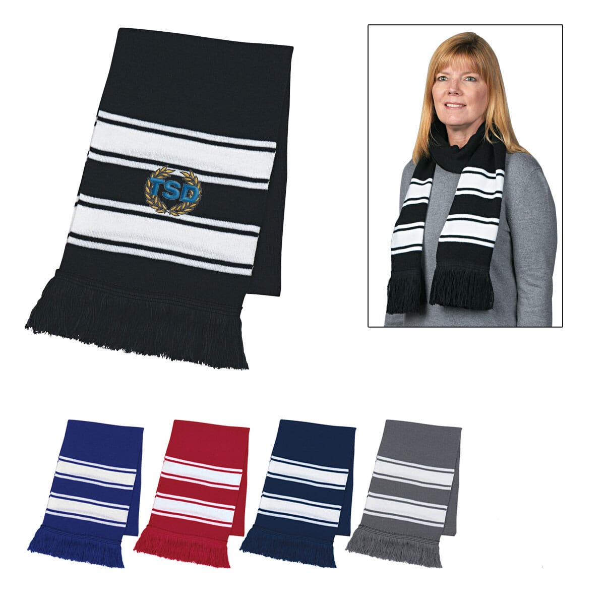 Dual Colors Fringe Scarf | Custom Scarves with Logo | Crestline