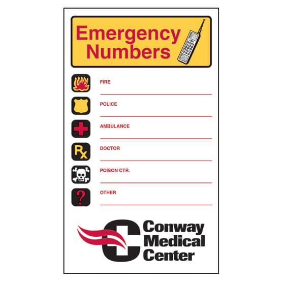 3 1/2 x 6" Emergency Numbers Mega-Mags™ Magnet" - Promotional Giveaway ...