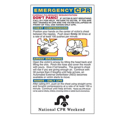 3 1/2 x 6" Emergency CPR Mega-Mags™ Magnet" - Promotional Giveaway ...