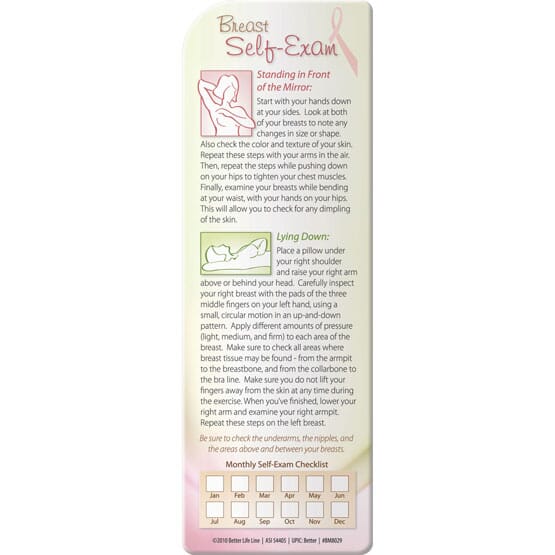 Breast Self Exam Bookmark - Promotional Giveaway | Crestline