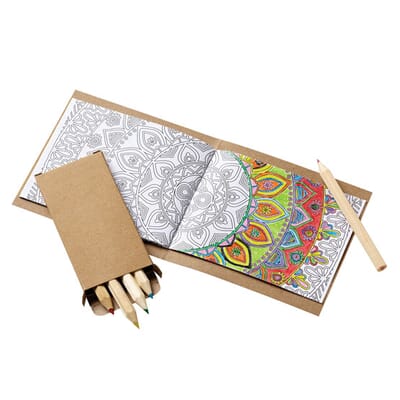 Custom Kraft Paper Coloring Book with Colored Pencils | Crestline