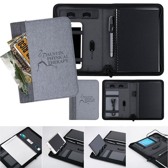 Heathered 4000 mAh Powerbank Padfolio - Promotional Giveaway | Crestline