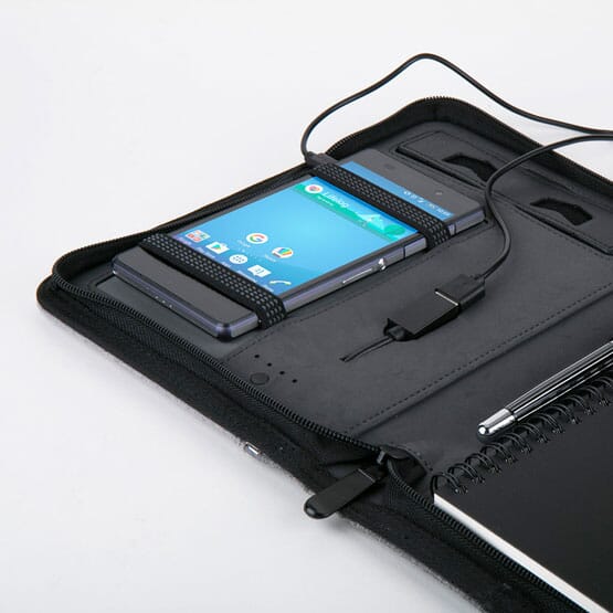 Heathered 4000 mAh Powerbank Padfolio - Promotional Giveaway | Crestline