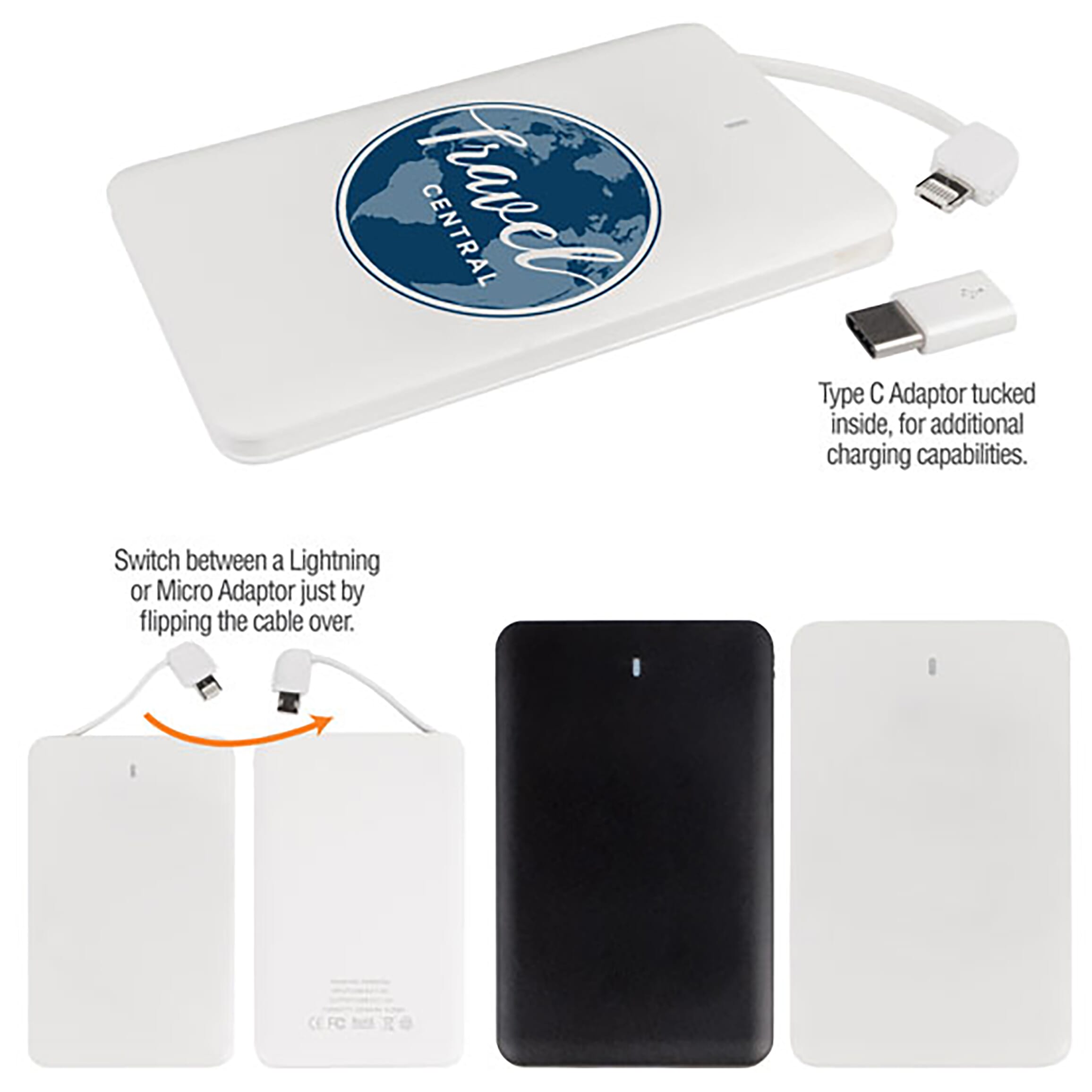 2500 mAh 3-in-1 Flip Power Bank | Custom Logo Power Banks | Crestline