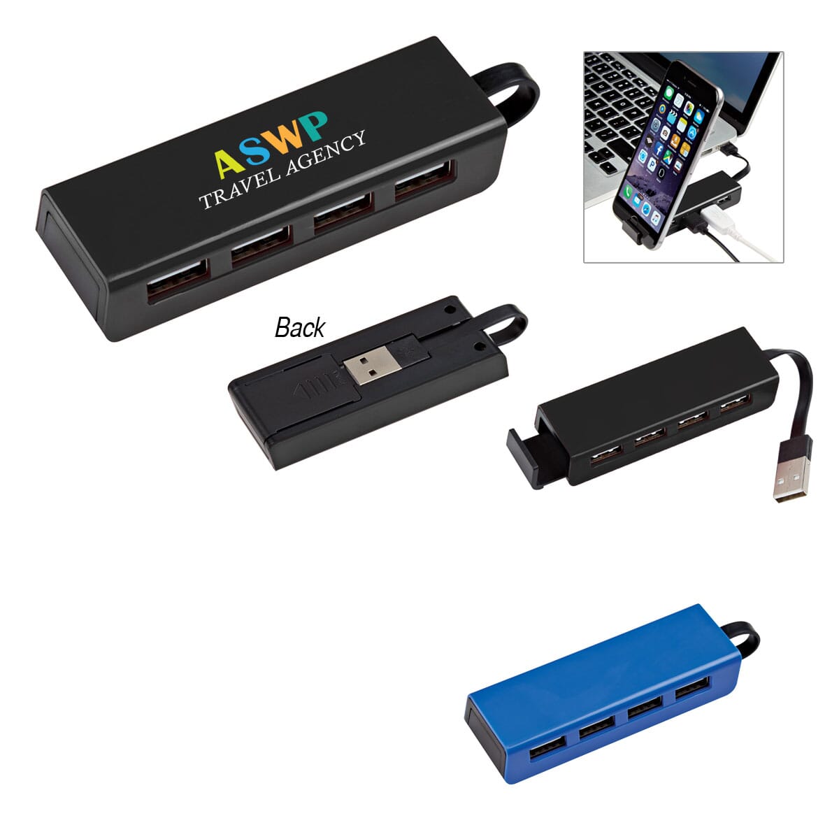 4-Port USB Hub with Phone Stand - Promotional Giveaway | Crestline