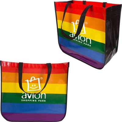 Large Rainbow Laminated Tote - Promotional Giveaway | Crestline