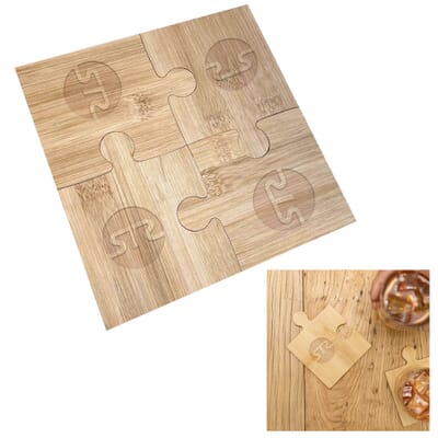 Bamboozle Puzzle Coaster Set - Custom Bamboo Coasters | Crestline