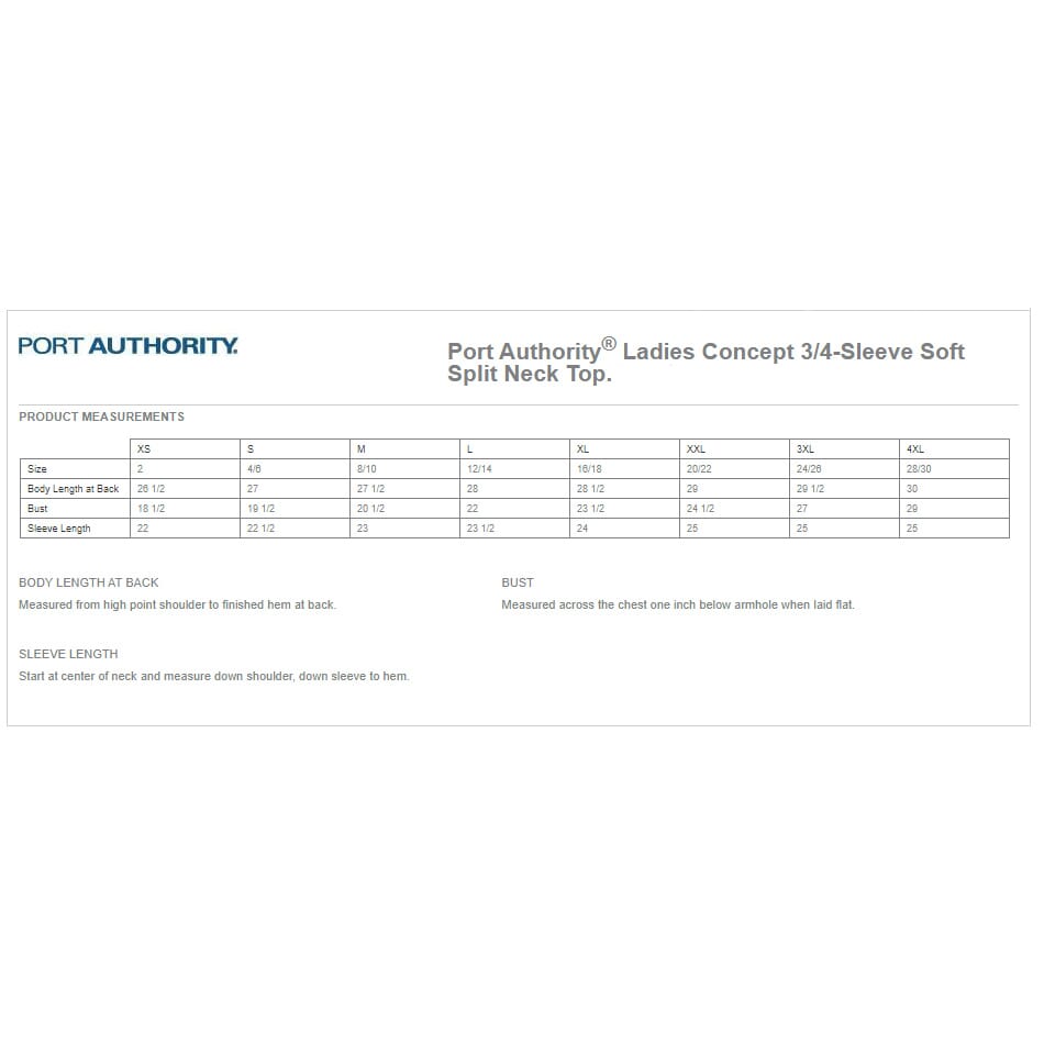 Ladies' Port Authority® Concept 3/4-Sleeve Soft Split Neck Top ...