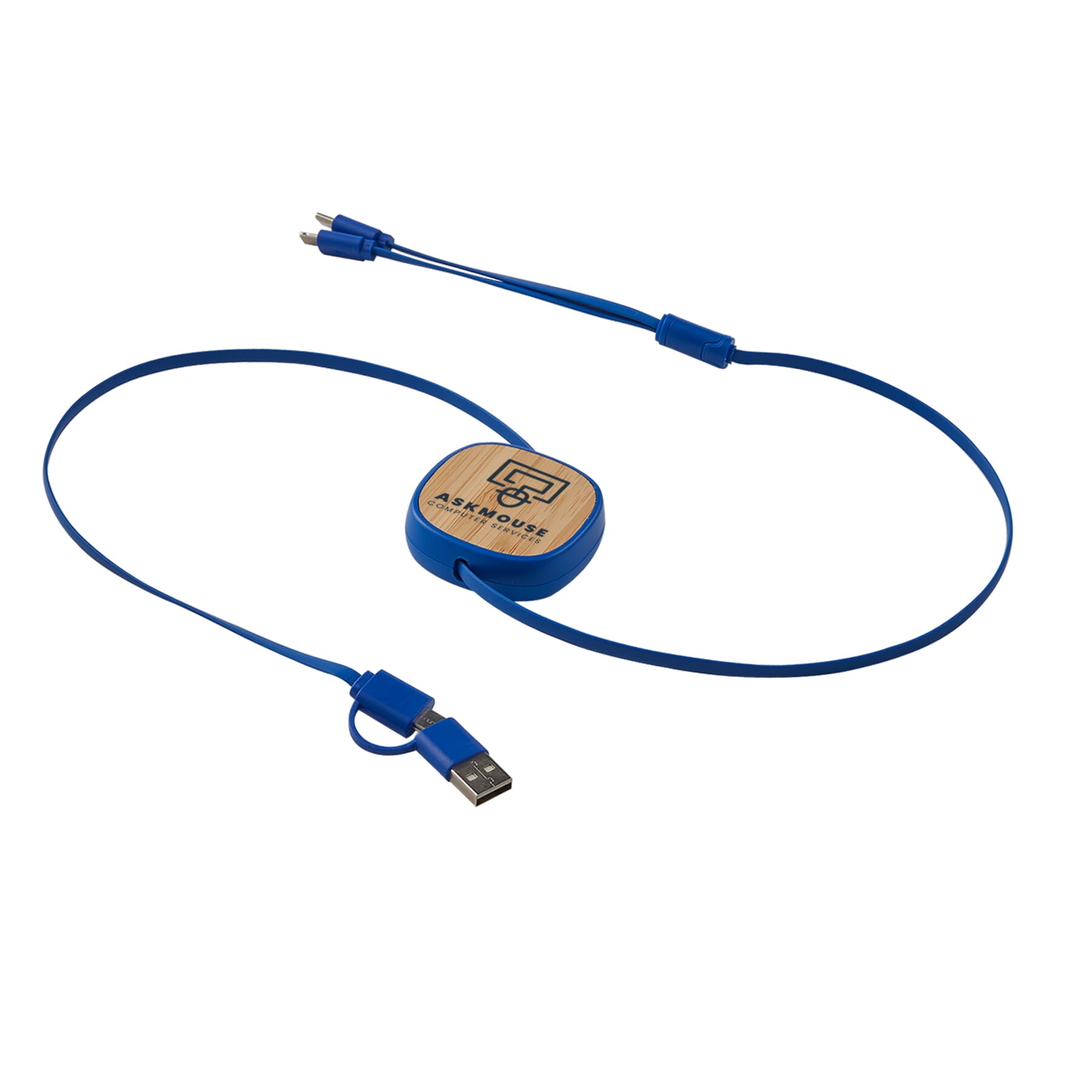 Dual Input 3-in-1 Bamboo Retractable Cable - Promotional Giveaway ...