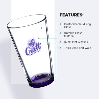 16 oz Durable Pint Glass - Custom Pint Glasses with Logo | Crestline