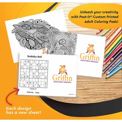 Post-it® Custom Printed Adult Color Pads- 6 x 8 - Promotional Giveaway ...