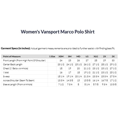 Women's Vansport Marco Polo Shirt - Embroidered Performance Polo ...