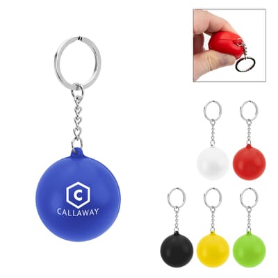 Round PU Stress Reliever Keychain - Logo Printed Stress Ball Swag ...